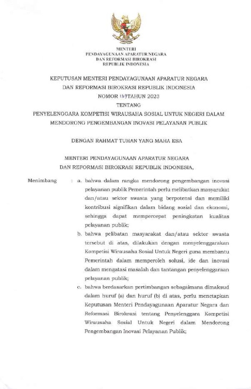 Keputusan Menteri Negara Pendayagunaan Aparatur Negara dan Reformasi ...